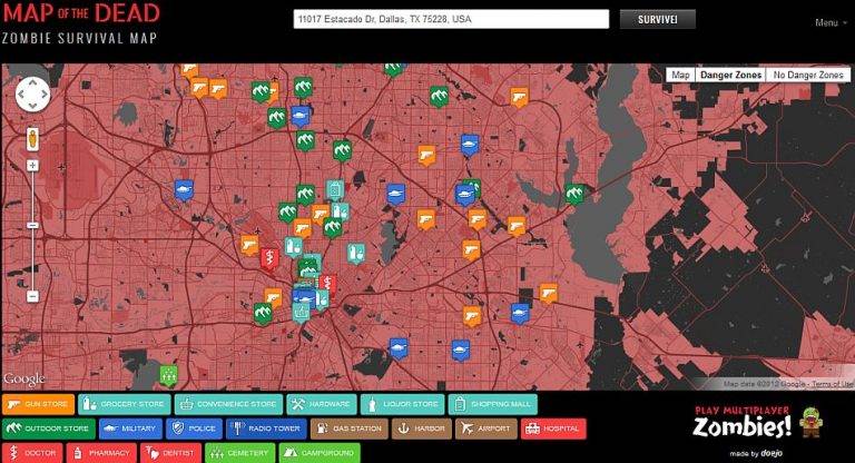 Map of the Dead: Google Maps for the Zombie Apocalypse | Anything Zombie HQ